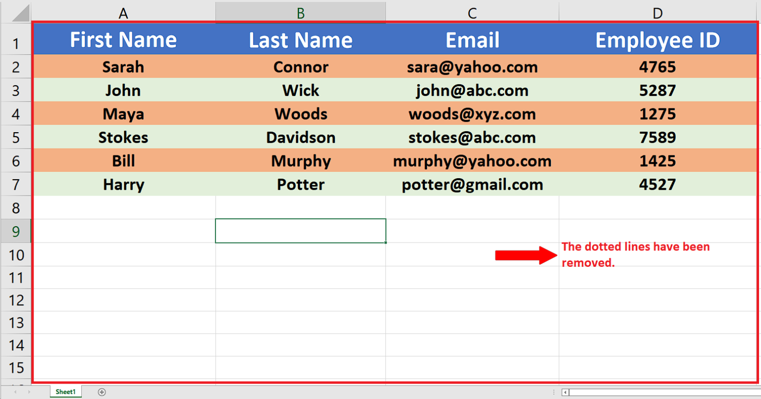 How To Get Rid Of The Dotted Lines In Excel | SpreadCheaters