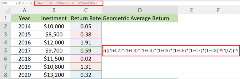 How To Calculate Geometric Average Return In Microsoft Excel | SpreadCheaters