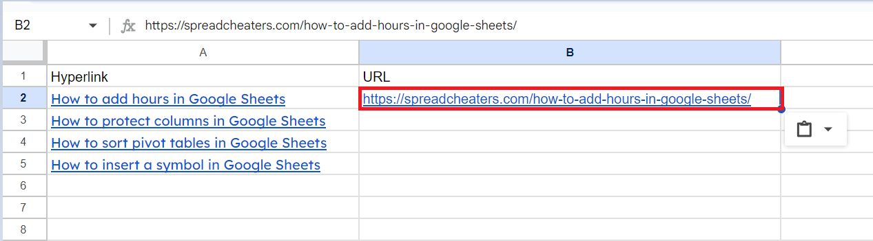 How To Extract URLs From Hyperlinks In Google Sheets | SpreadCheaters