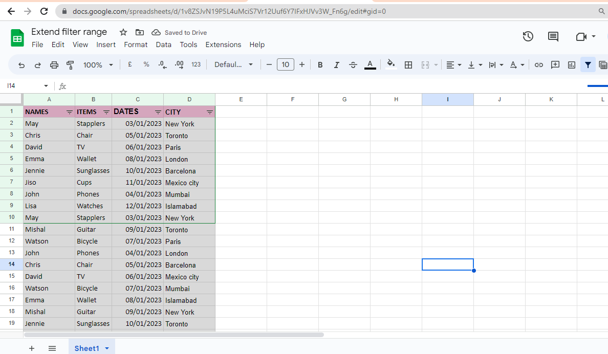 How To Extend Filter Range In Google Sheets | SpreadCheaters How To Extend Filter Range In Google Sheets | SpreadCheaters