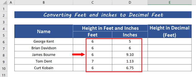 How To Convert Feet And Inches To Decimal In Excel | SpreadCheaters