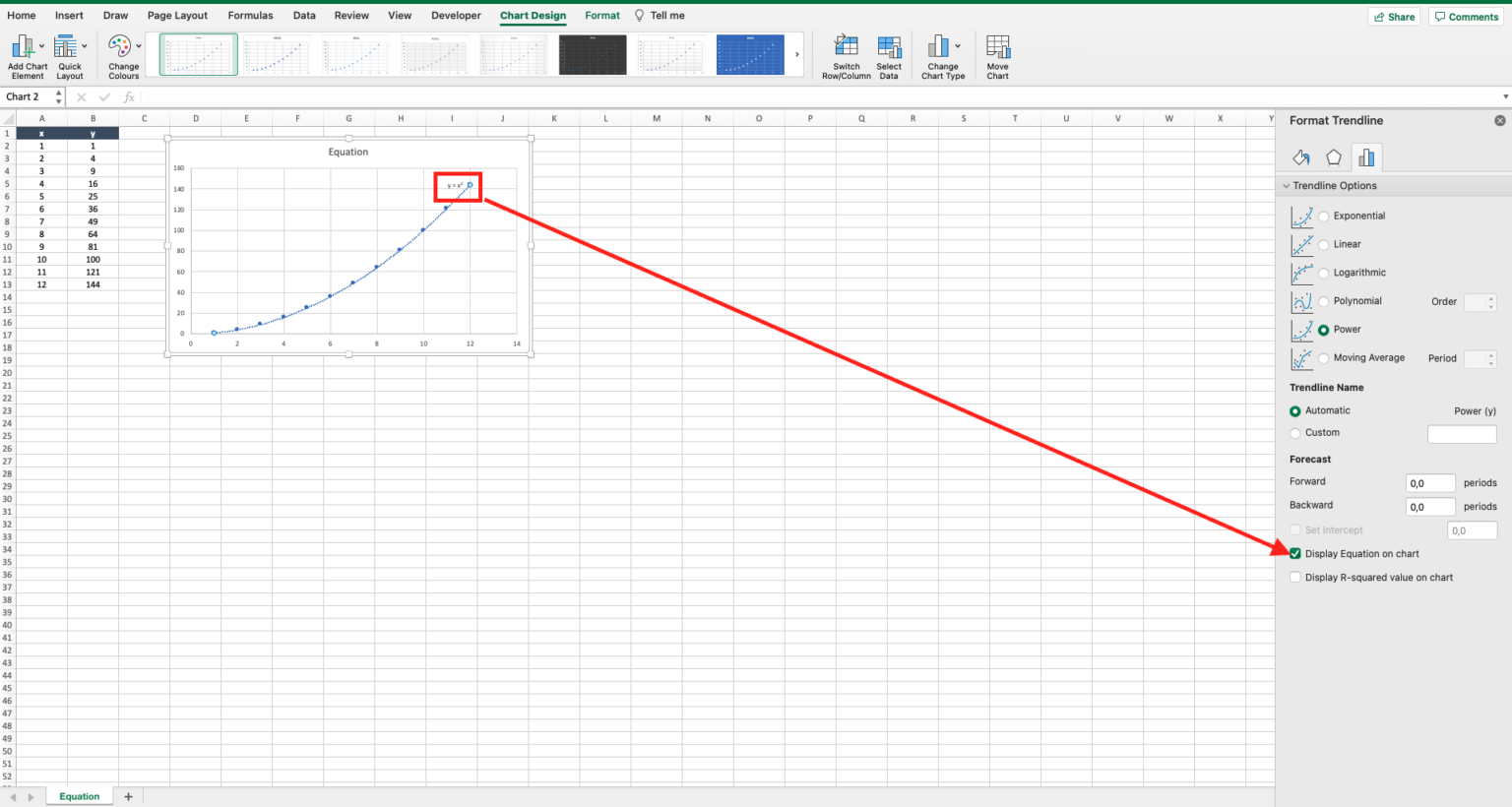 How To Add An Equation To A Graph In Excel | SpreadCheaters