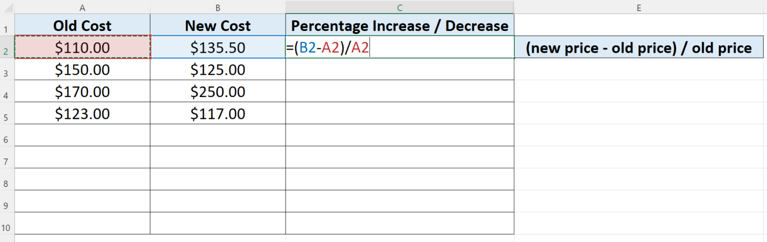 How To Calculate Percentage Difference Of Two Numbers In Excel ...