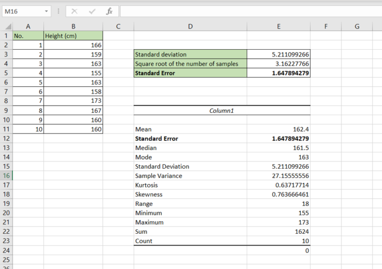 How to calculate standard error in excel - SpreadCheaters
