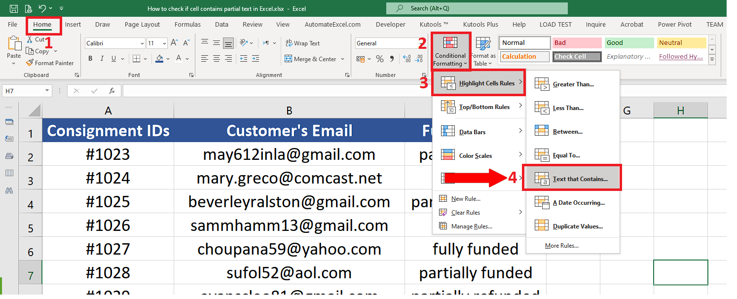 How To Check If Cell Contains Partial Text In Excel | SpreadCheaters