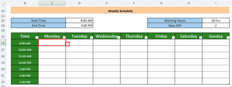 How To Create A Weekly Schedule In Microsoft Excel | SpreadCheaters