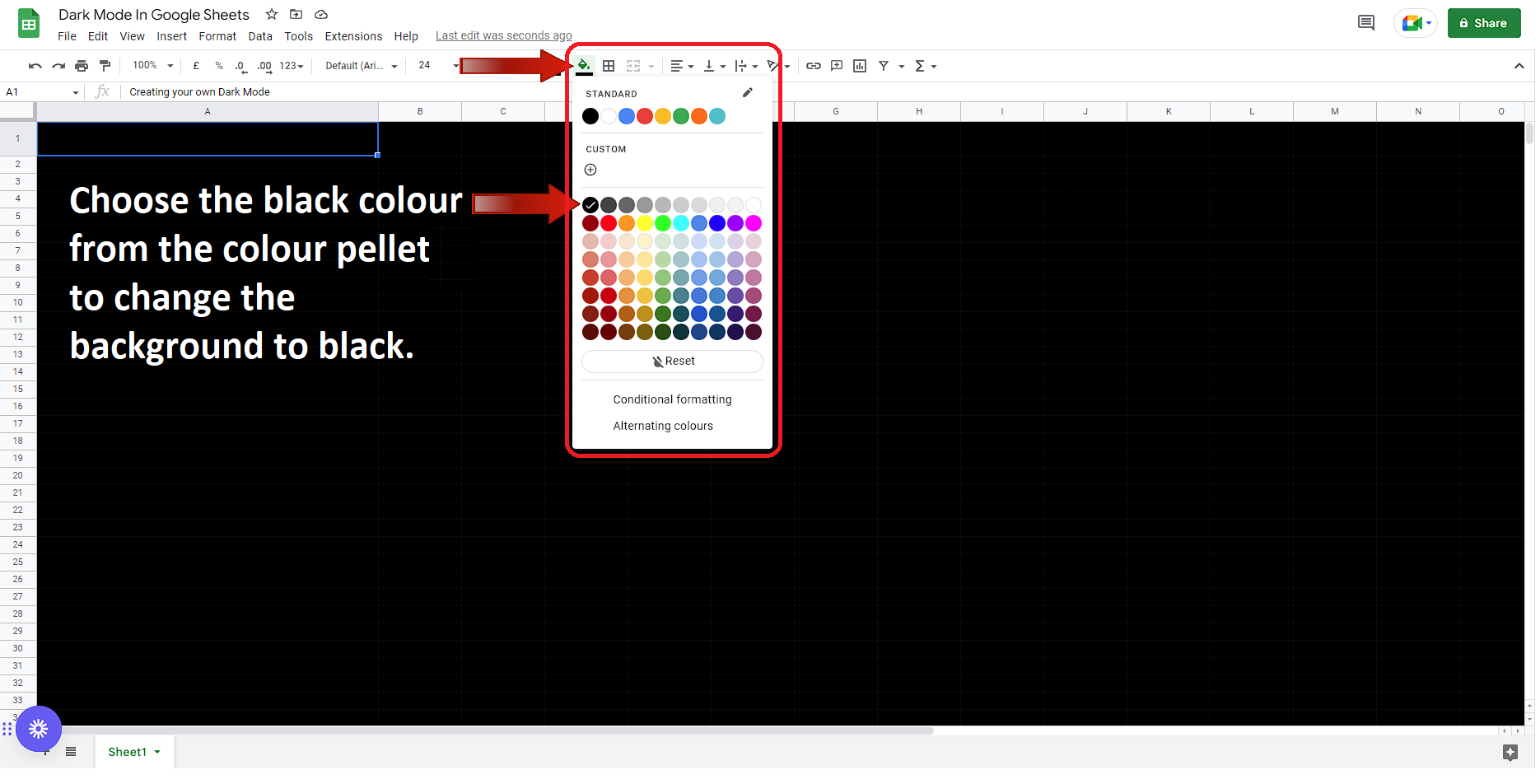 How To Enable Dark Mode In Google Sheets On Desktop | SpreadCheaters