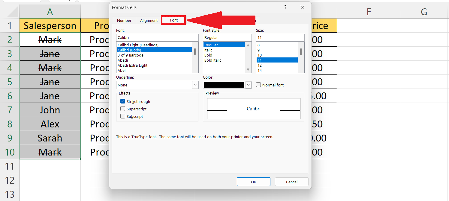 How To Remove The Line Through Text In Microsoft Excel | SpreadCheaters