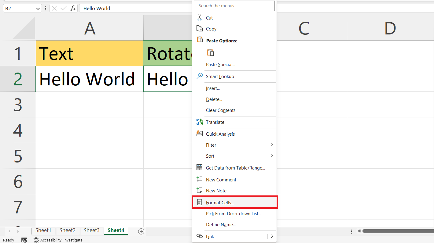 How To Rotate Text In Microsoft Excel | SpreadCheaters