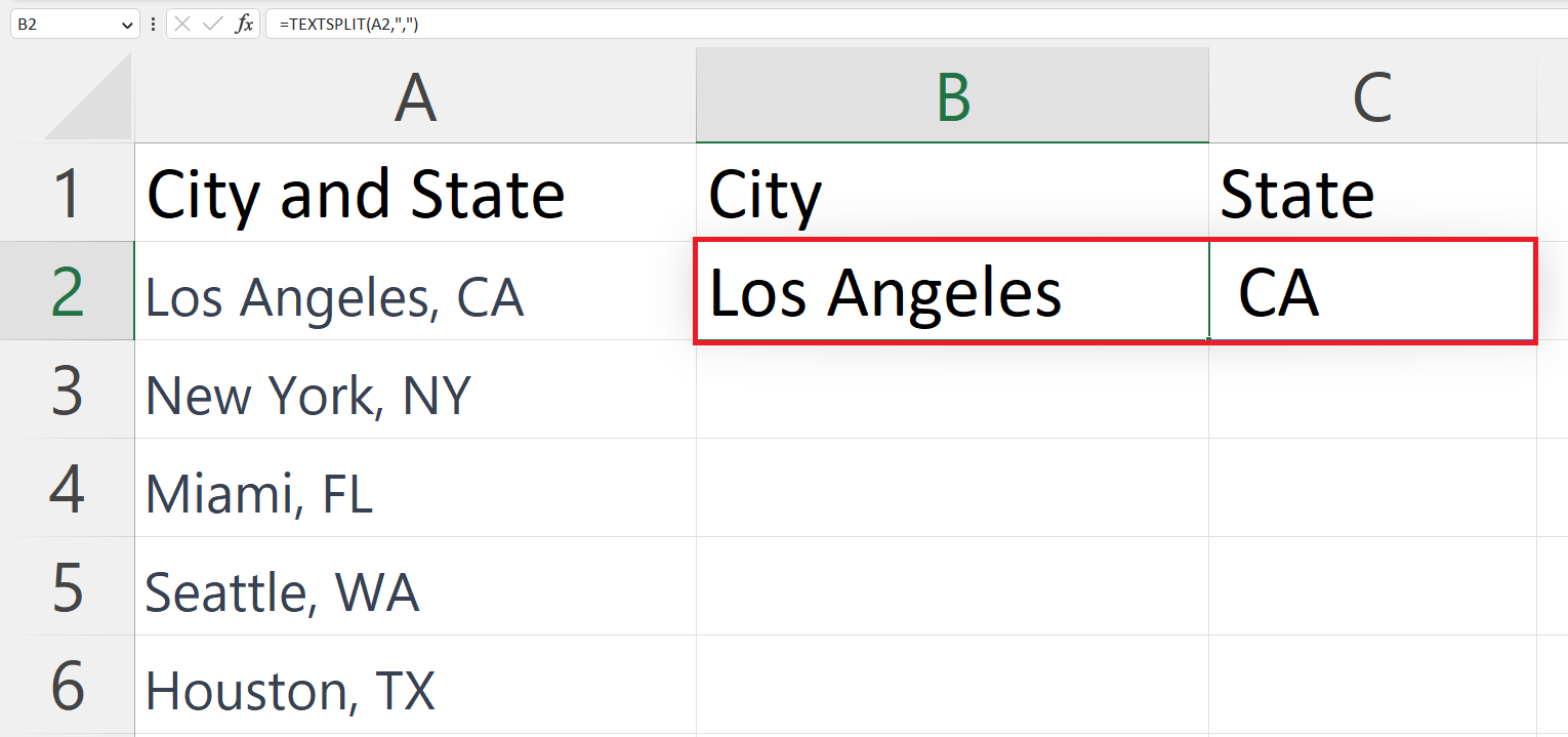 How To Separate City And State In Microsoft Excel | SpreadCheaters