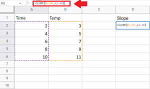 How to show slope on Google Sheets - SpreadCheaters