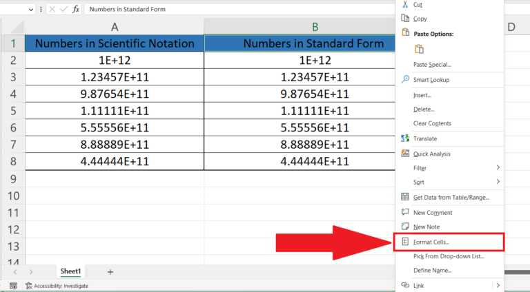 How To Change The Scientific Notation To Standard Form In Microsoft ...
