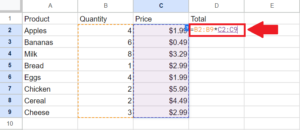 How To Do A Multiplication Formula In Google Sheets | SpreadCheaters