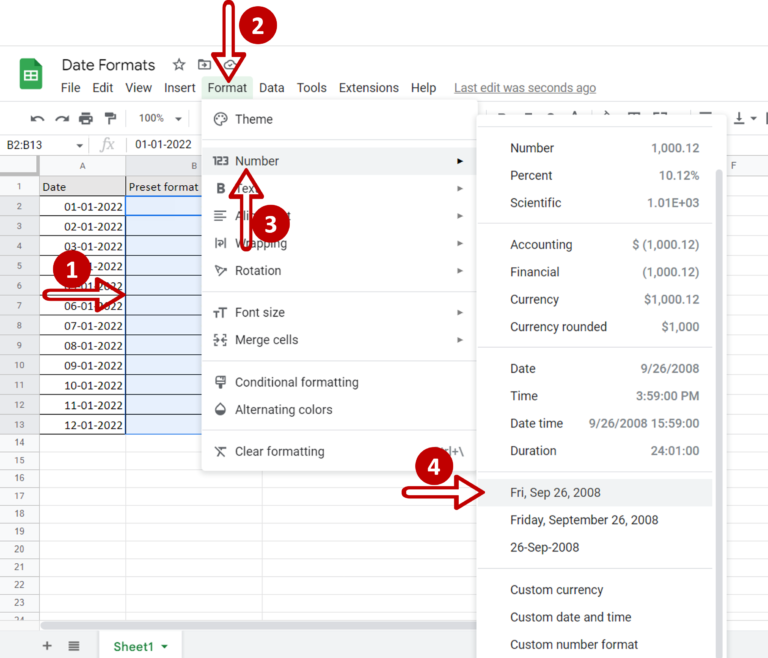 How To Change The Date Format In Google Sheets | SpreadCheaters