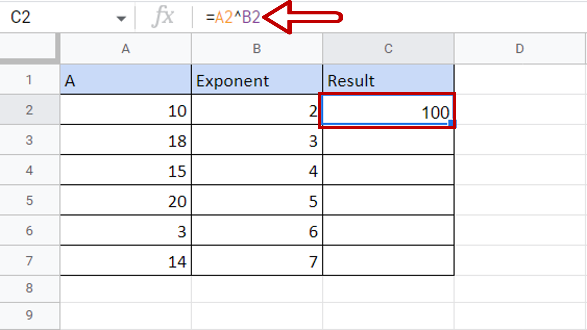 How To Do Exponents In Google Sheets | SpreadCheaters