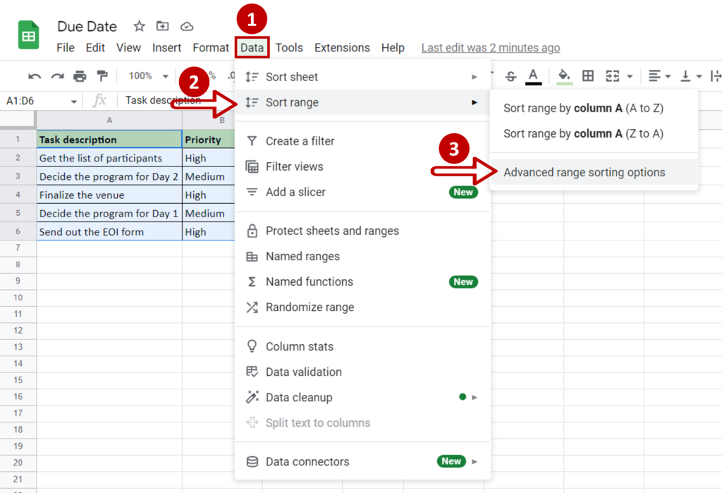 How To Sort By Due Date In Google Sheets | SpreadCheaters