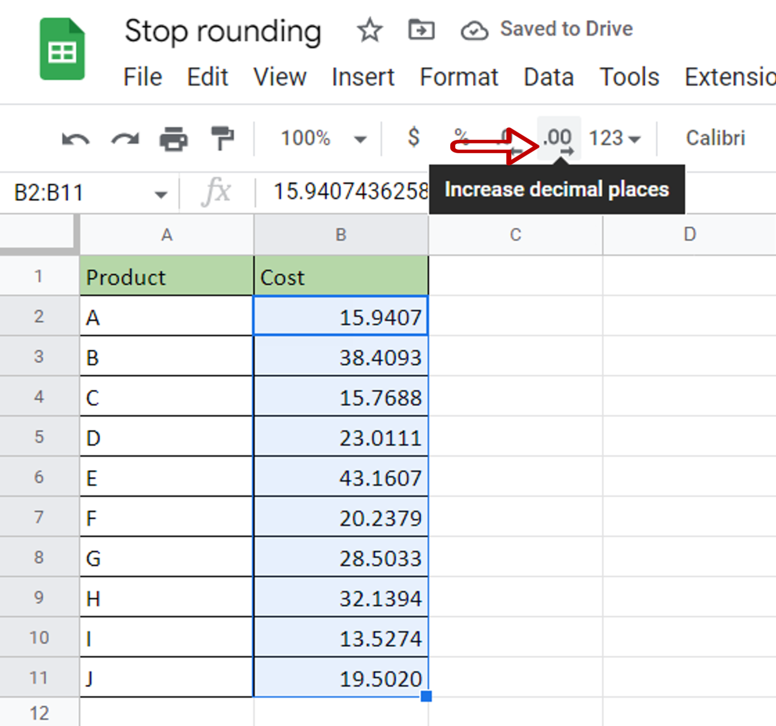 How To Stop Google Sheets From Rounding | SpreadCheaters