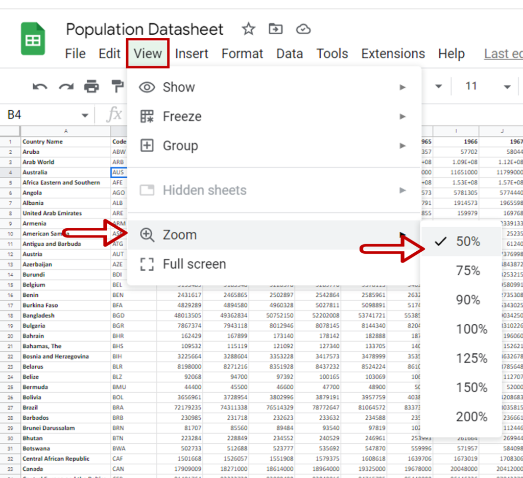 How To Zoom Out On Google Sheets | SpreadCheaters