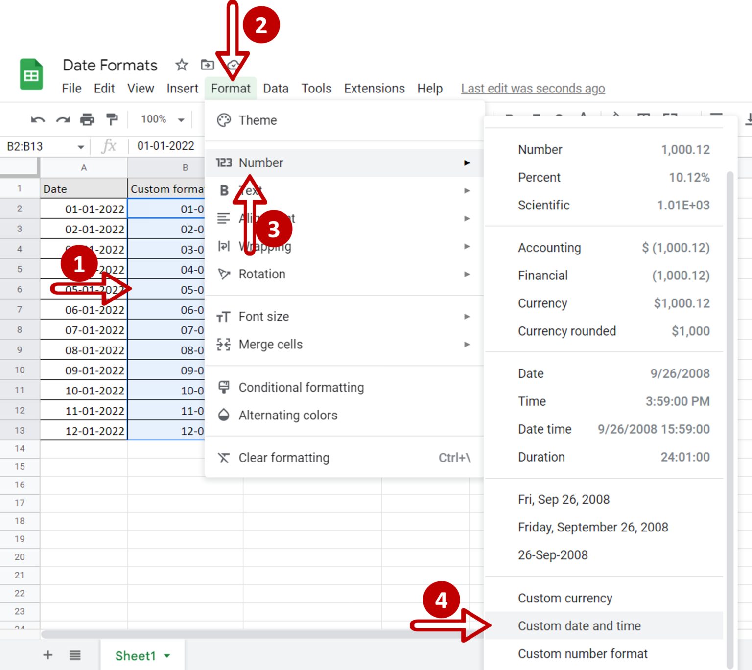 How To Change The Date Format In Google Sheets | SpreadCheaters