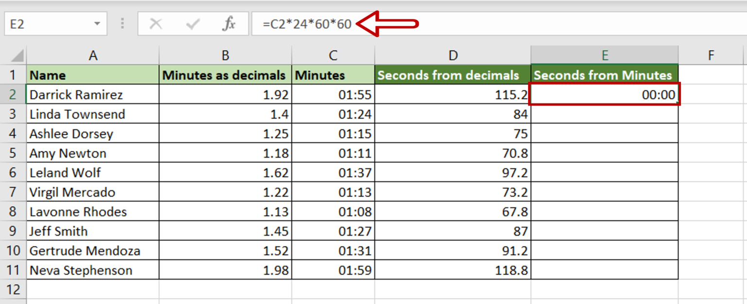 How To Convert Minutes To Seconds In Excel | SpreadCheaters