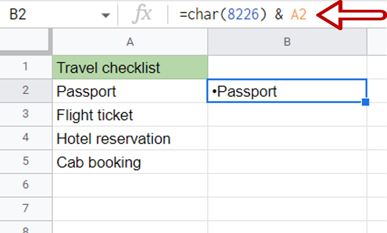 How To Insert Bullet Points Into Google Sheets | SpreadCheaters