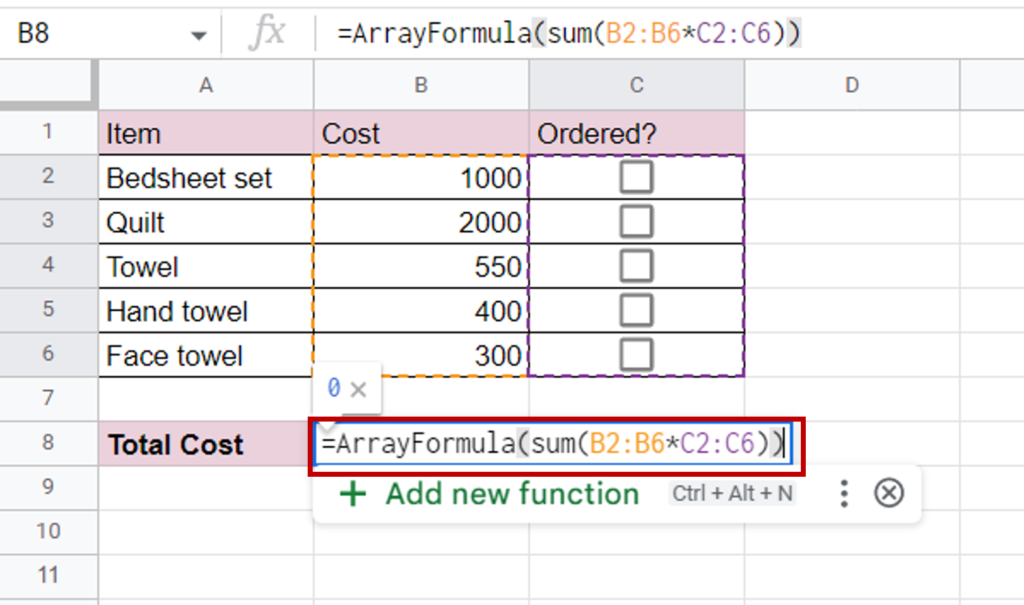 How To Sum Checkboxes In Google Sheets | SpreadCheaters