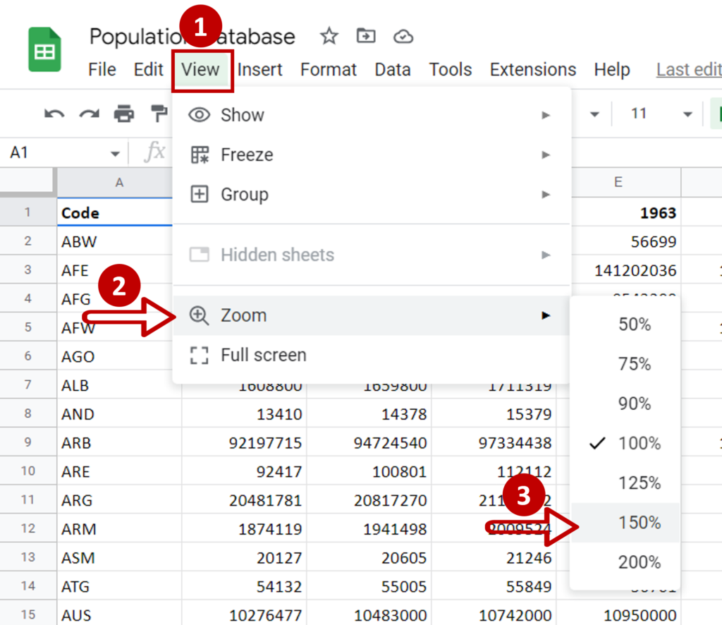 How To Zoom In On Google Sheets | SpreadCheaters
