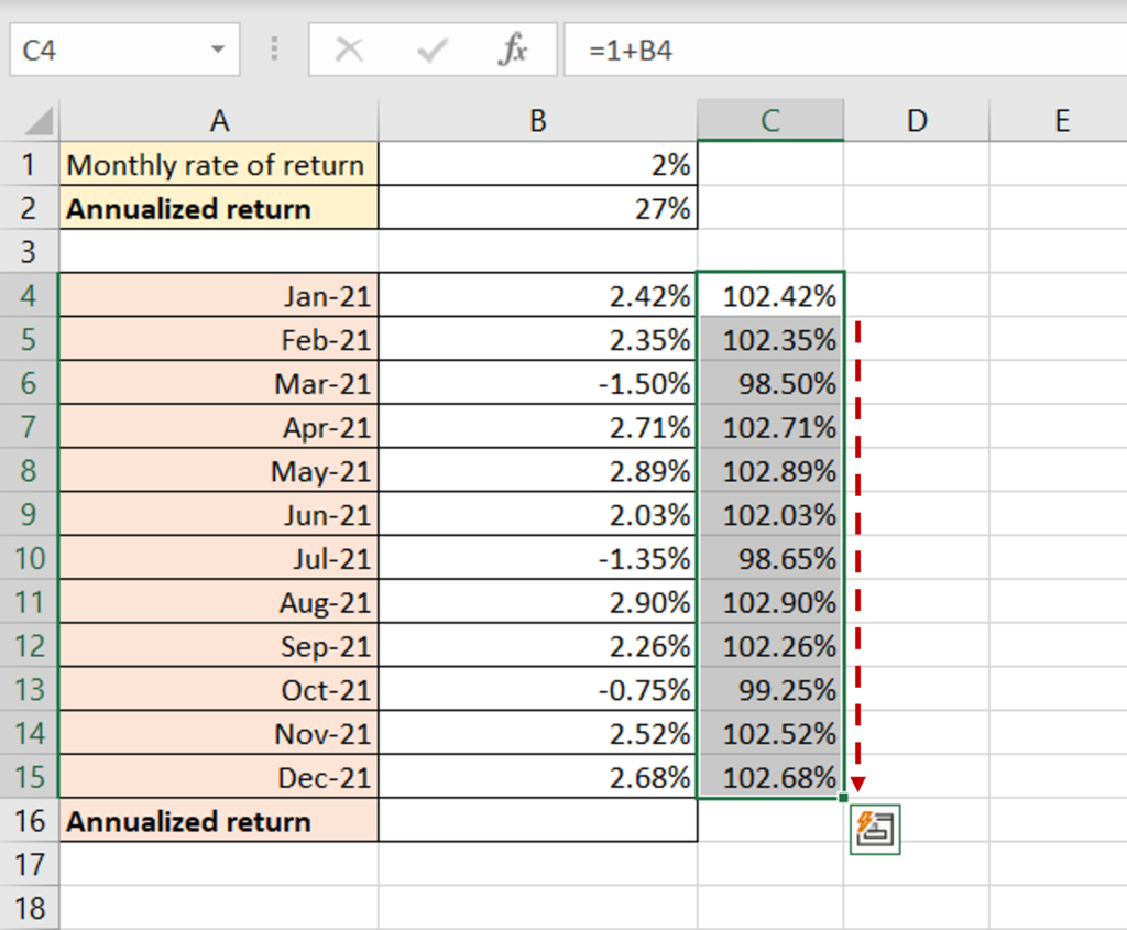 How To Calculate Annualized Returns From Monthly Returns In Excel ...