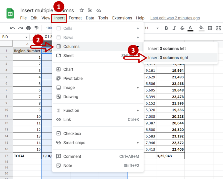 How To Insert Multiple Columns In Google Sheets | Spreadcheaters