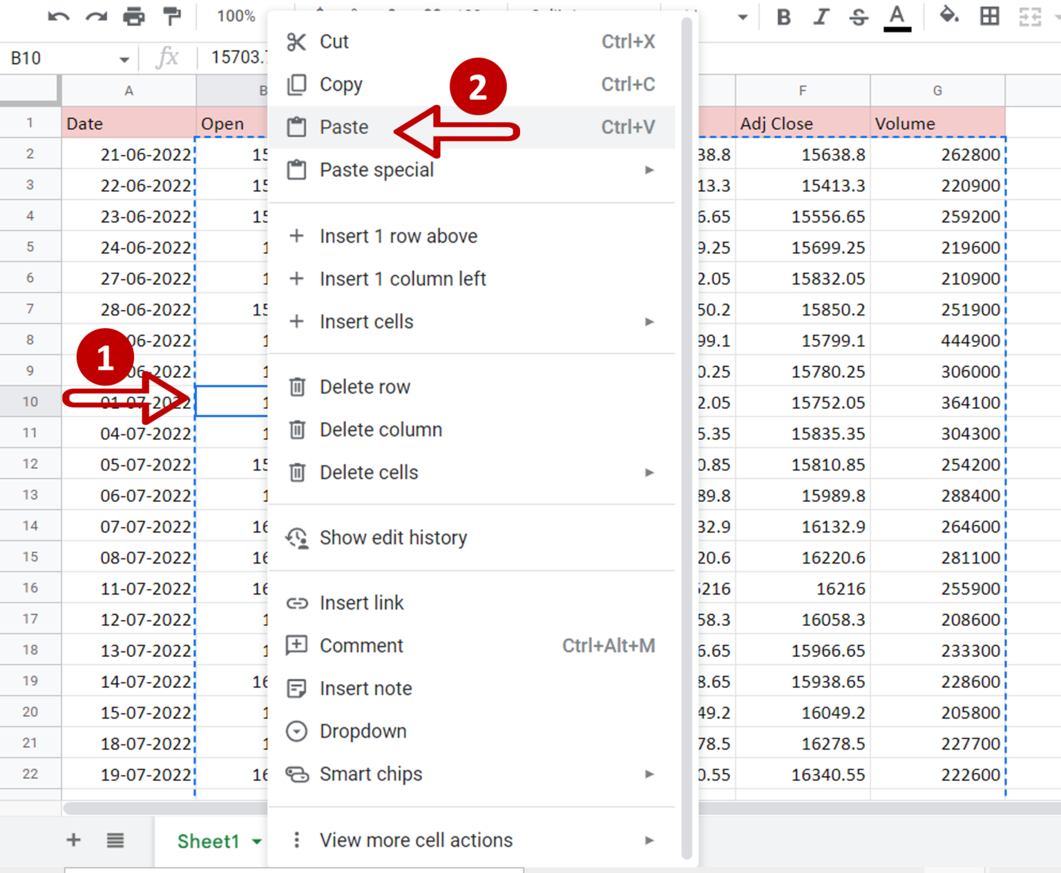 How To Shift Cells Down In Google Sheets | SpreadCheaters