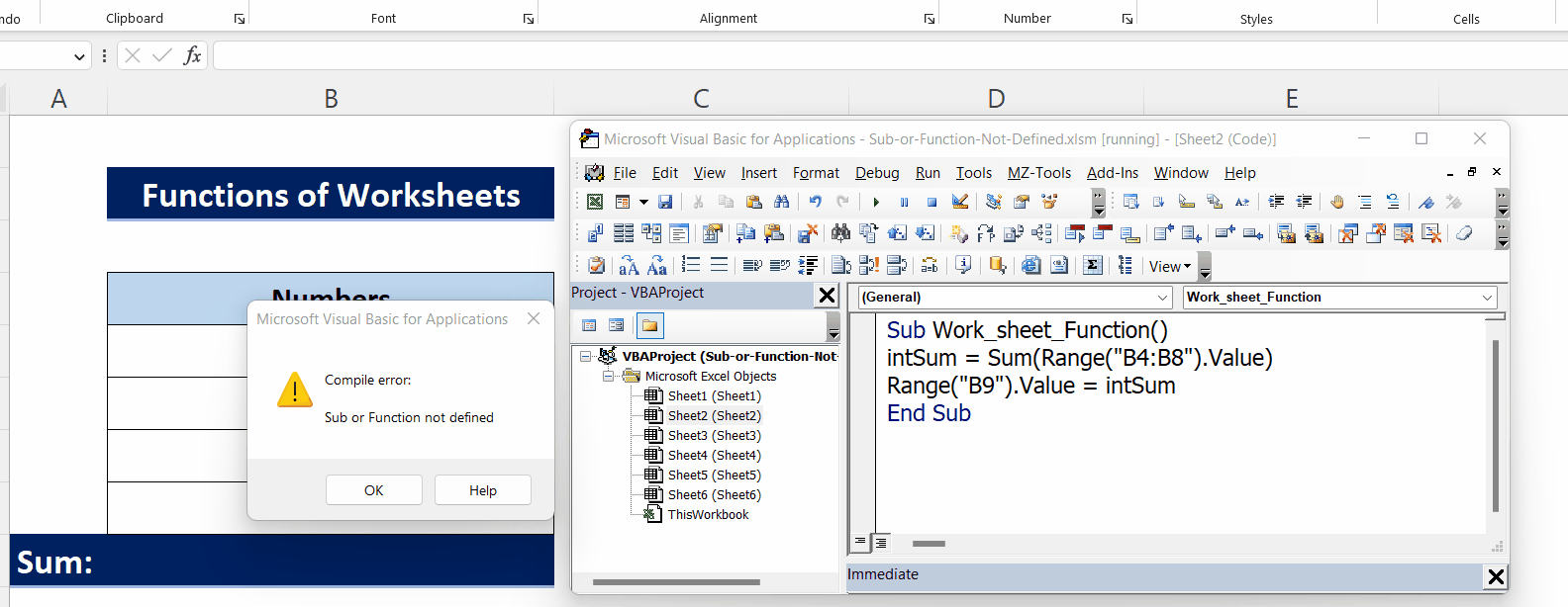 How To Fix Sub Or Function Not Defined Error In Excel VBA | SpreadCheaters