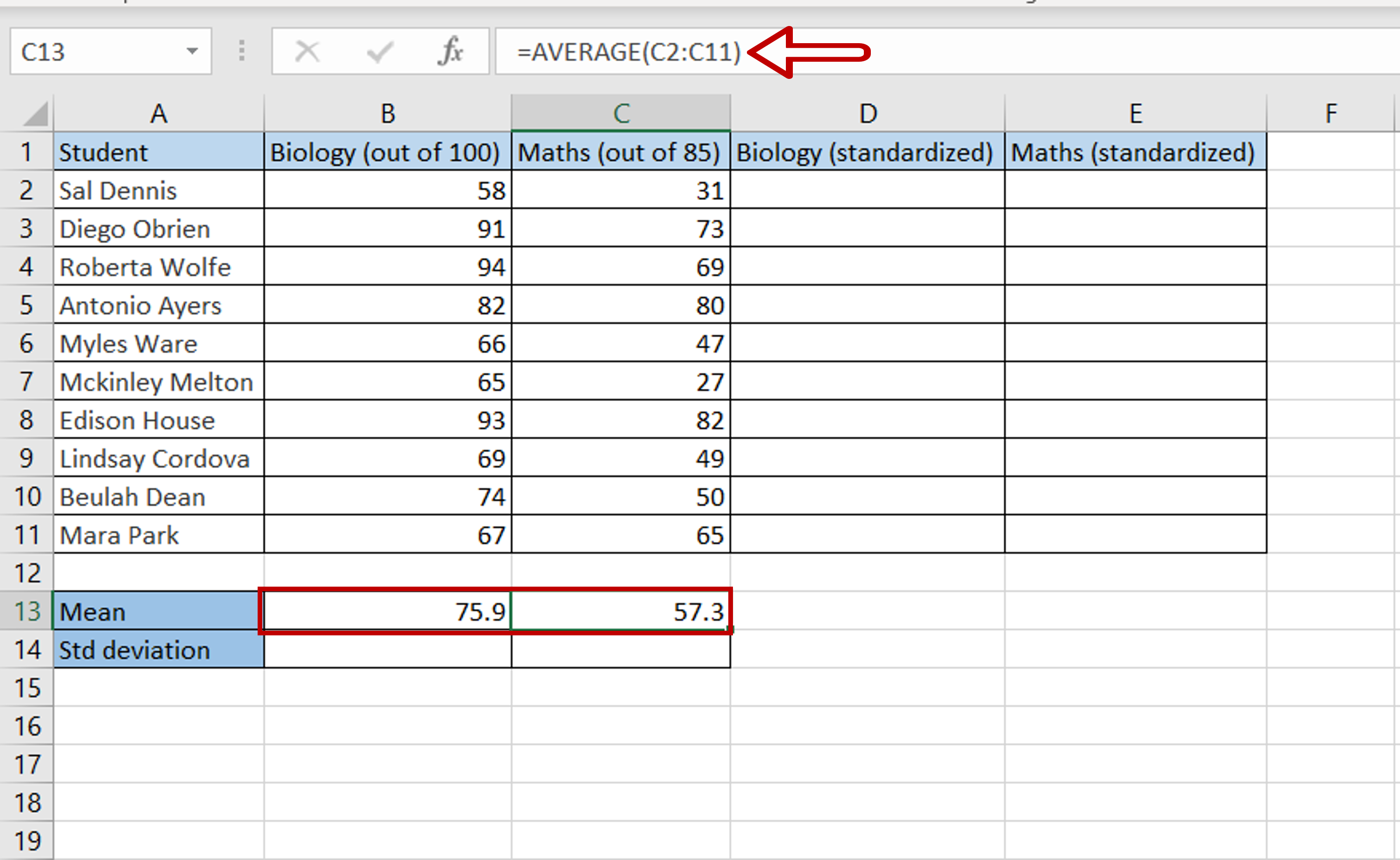 How To Standardize Data In Excel | Spreadcheaters