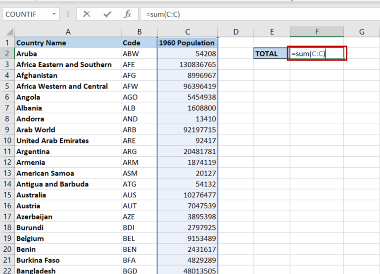 How To Sum An Entire Column In Excel | SpreadCheaters