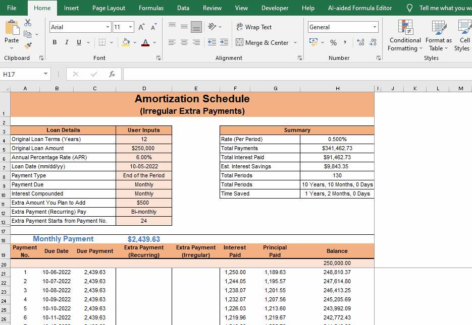 Excel Amortization Schedule With Irregular Payments SpreadCheaters Excel Amortization Schedule With Irregular Payments SpreadCheaters