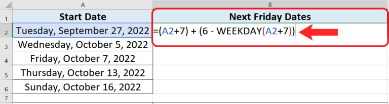 Get Next Friday Date In Excel | SpreadCheaters