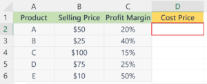 How To Calculate Cost Price From Selling Price And Margin In Microsoft ...