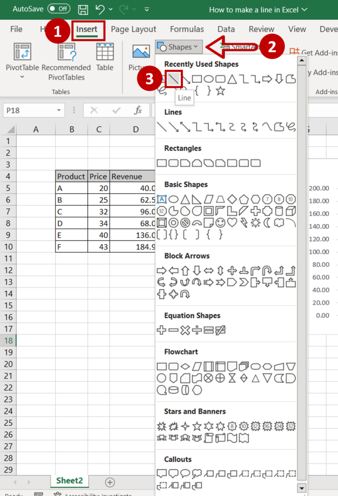 How To Make A Line In Excel | SpreadCheaters