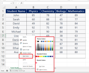 How To Change The Color Of Sheet Tab In Excel | SpreadCheaters