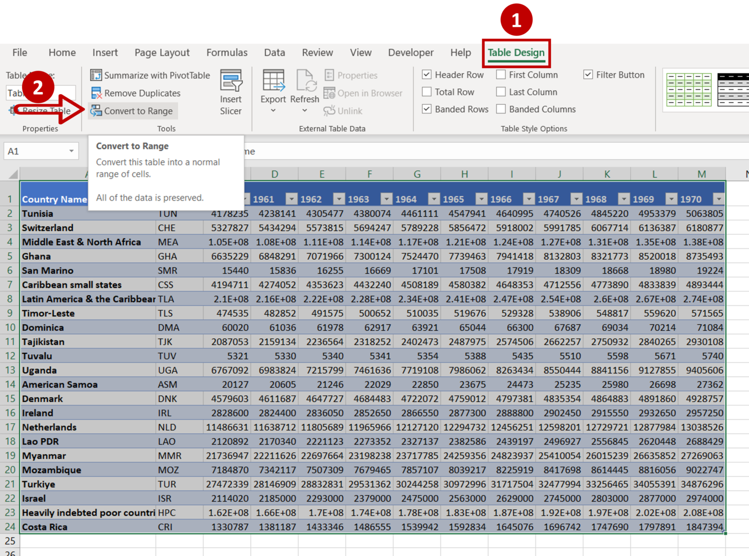 How To Convert A Table To A Normal Range In Excel | SpreadCheaters