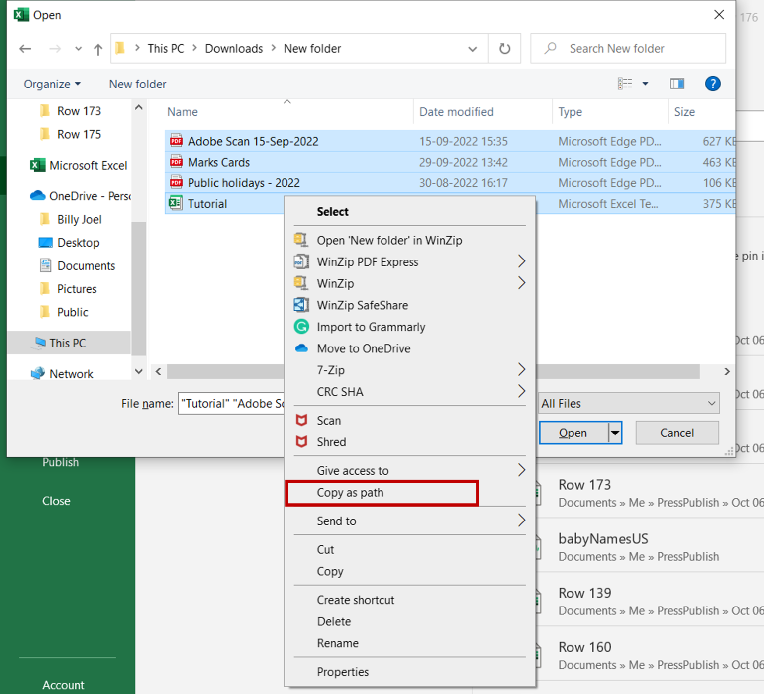 How To Copy File Names Into Excel | SpreadCheaters