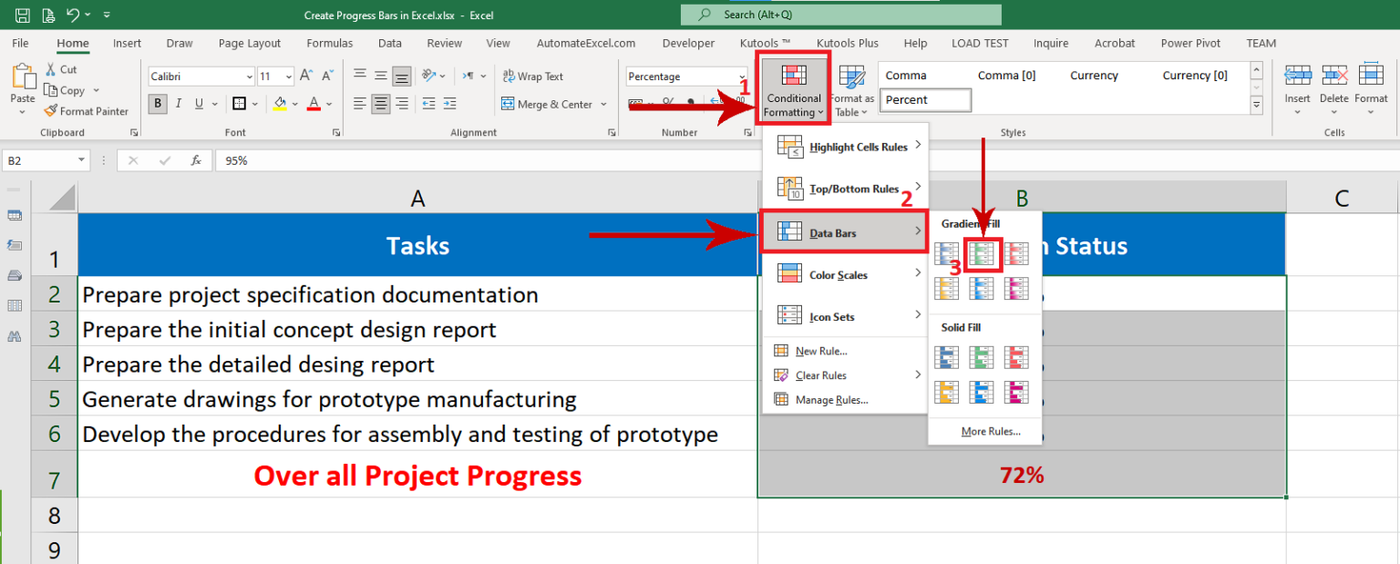 How To Create Progress Bars In Excel | SpreadCheaters