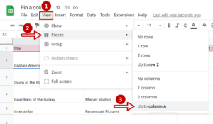 How to pin a column in Google Sheets - SpreadCheaters