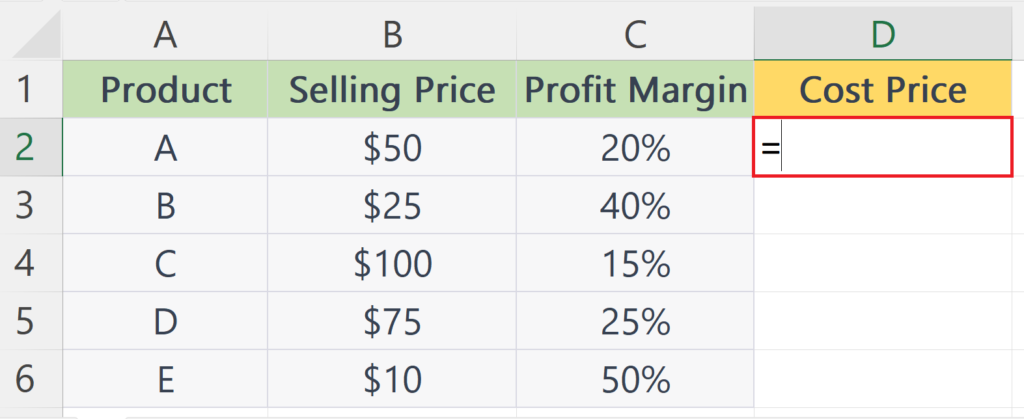 How To Calculate Cost Price From Selling Price And Margin In Microsoft ...