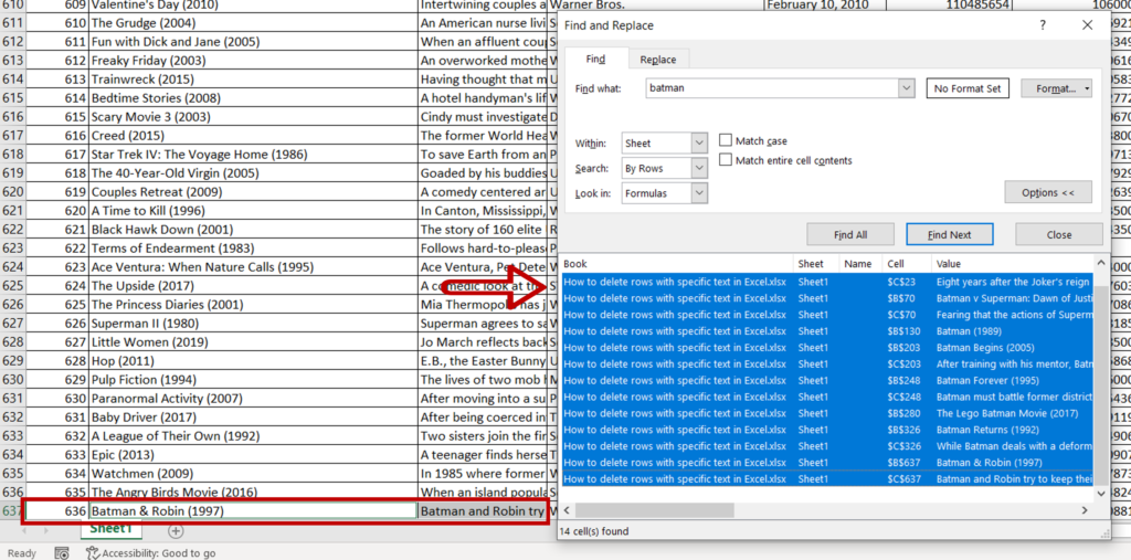 How To Delete Rows With Specific Text In Excel | SpreadCheaters