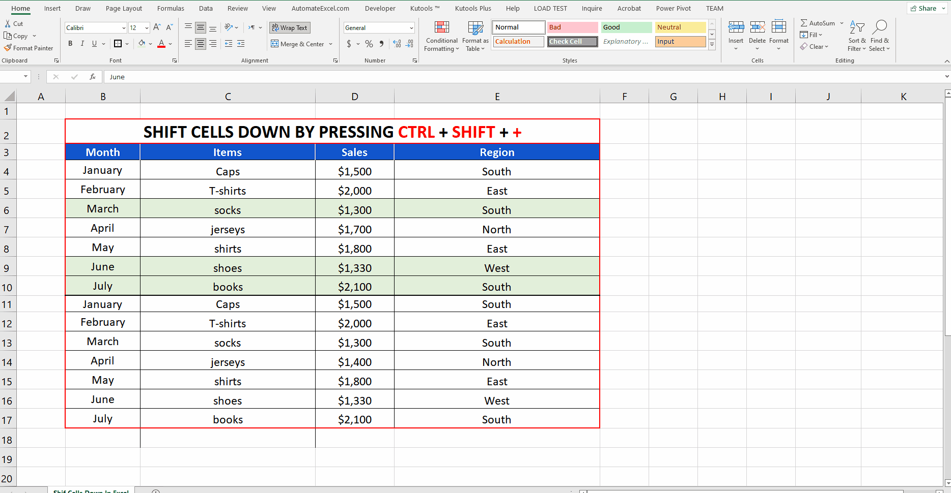 How To Shift Cells Down In Excel | SpreadCheaters