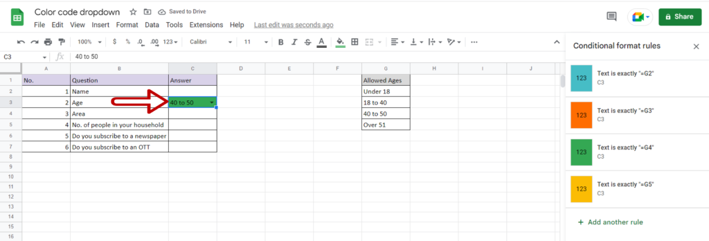 How To Color Code Drop Down List In Google Sheets | SpreadCheaters