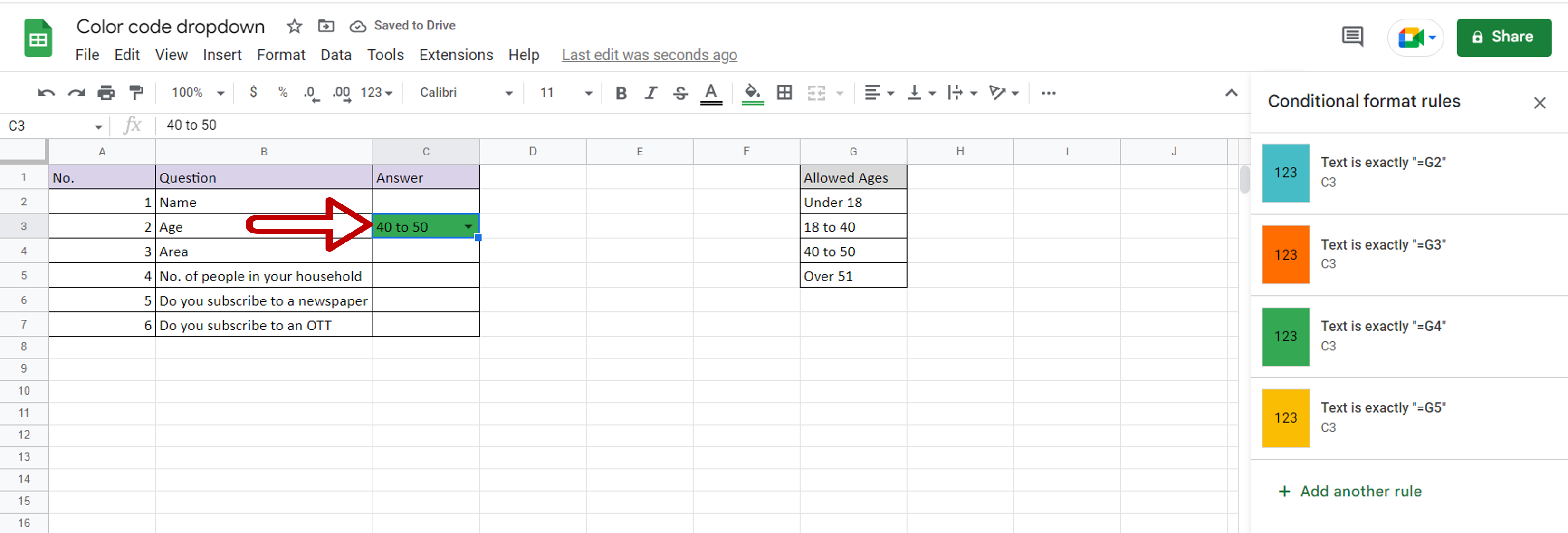 How To Color Code Drop Down List In Google Sheets | SpreadCheaters