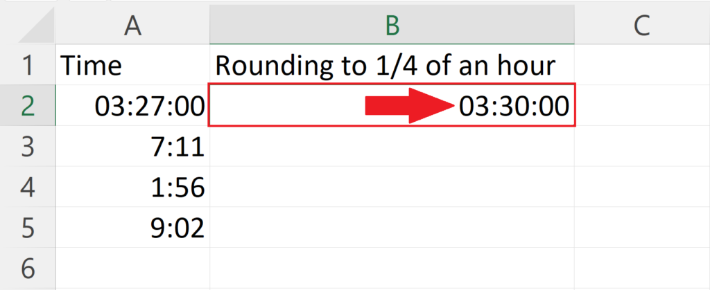 How To Round Off Time To ¼ Of An Hour In Microsoft Excel | SpreadCheaters