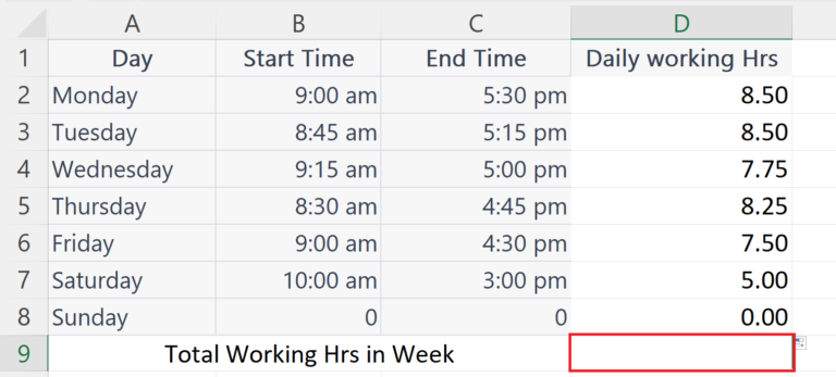 How To Calculate Total Hours Worked In A Week In Microsoft Excel Spreadcheaters