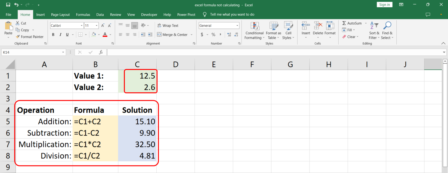 How To Fix Excel Formula Is Not Calculating Upon Changing Values Issue ...